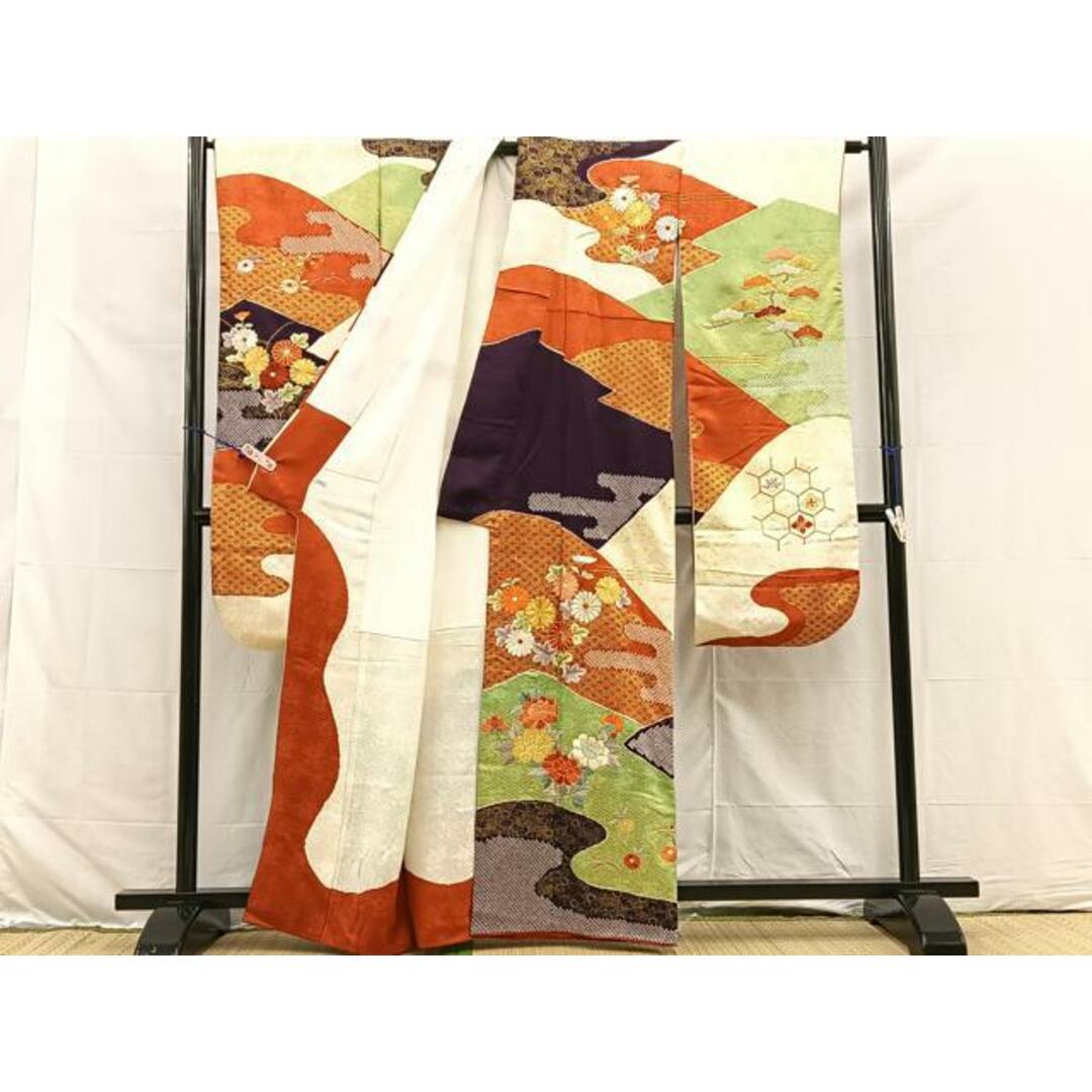 平和屋着物□豪華振袖 絞り 刺繍 重山花文 金彩 正絹 逸品 平和屋着物□豪華振袖 絞り 刺繍 重山花文 金彩 正絹 逸品
