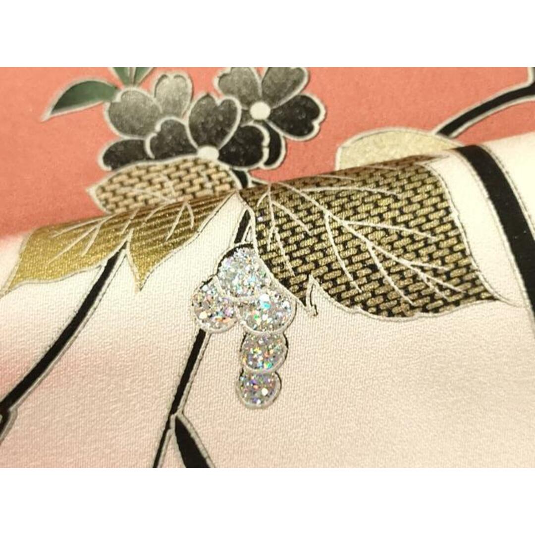 平和屋着物□訪問着 葡萄蔦の葉花文 暈し染め 金彩 ラメ 正絹 平和屋着物□訪問着 葡萄蔦の葉花文 暈し染め 金彩 ラメ 正絹