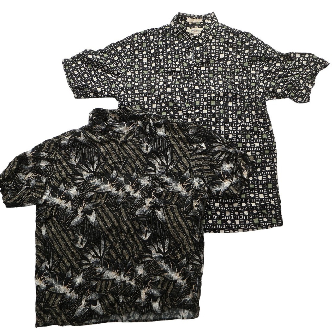 古着卸 まとめ売り 総柄 黒 半袖シャツ 10枚セット (メンズ M 古着卸 まとめ売り 総柄 黒 半袖シャツ 10枚セット (メンズ M