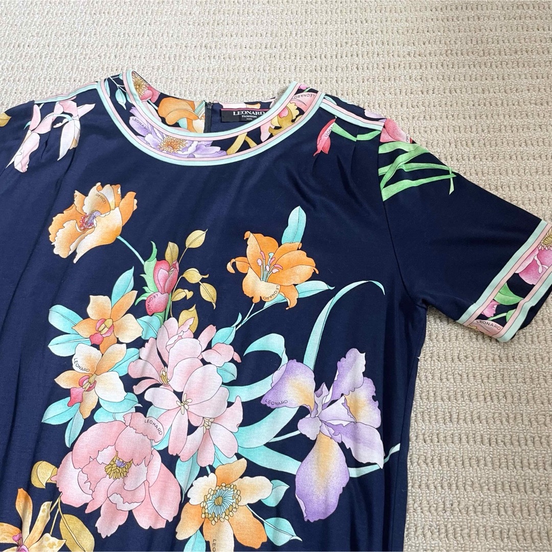 LEONARD - サイズLL レオナール ロングワンピース 半袖 花柄 綿 LEONARD - サイズLL レオナール ロングワンピース 半袖 花柄 綿