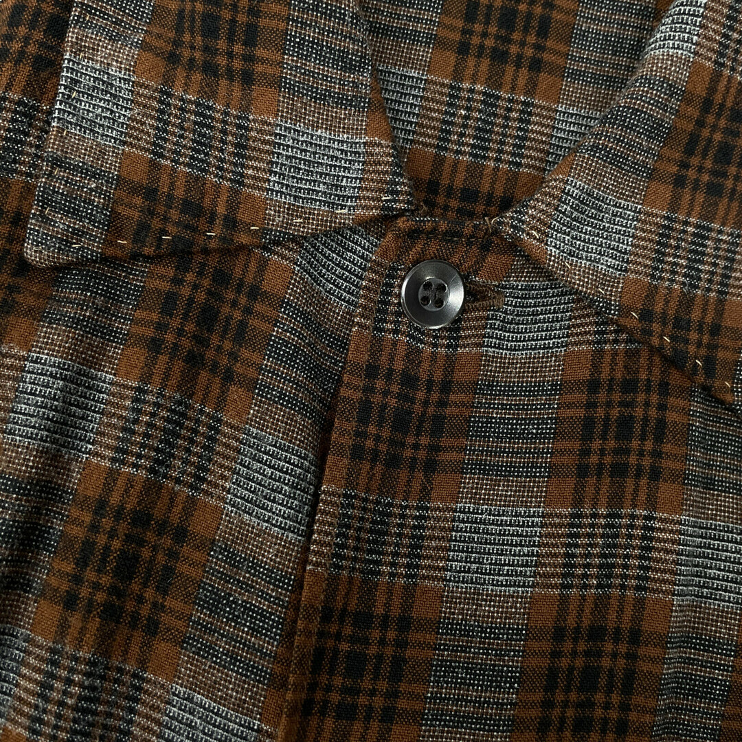 COMOLI - コモリ 19SS ブラウンチェック P01-01013 レーヨン オープンカラーシャツ 1 COMOLI - コモリ 19SS ブラウンチェック P01-01013 レーヨン オープンカラーシャツ 1