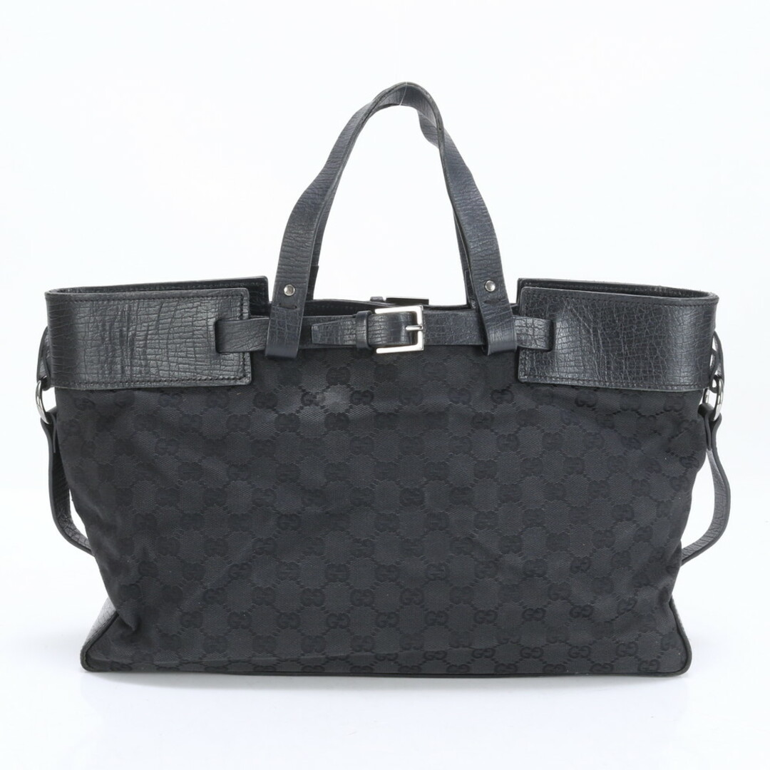 GUCCI - グッチ GG キャンバス レザー ベルト トート バッグ GUCCI - グッチ GG キャンバス レザー ベルト トート バッグ