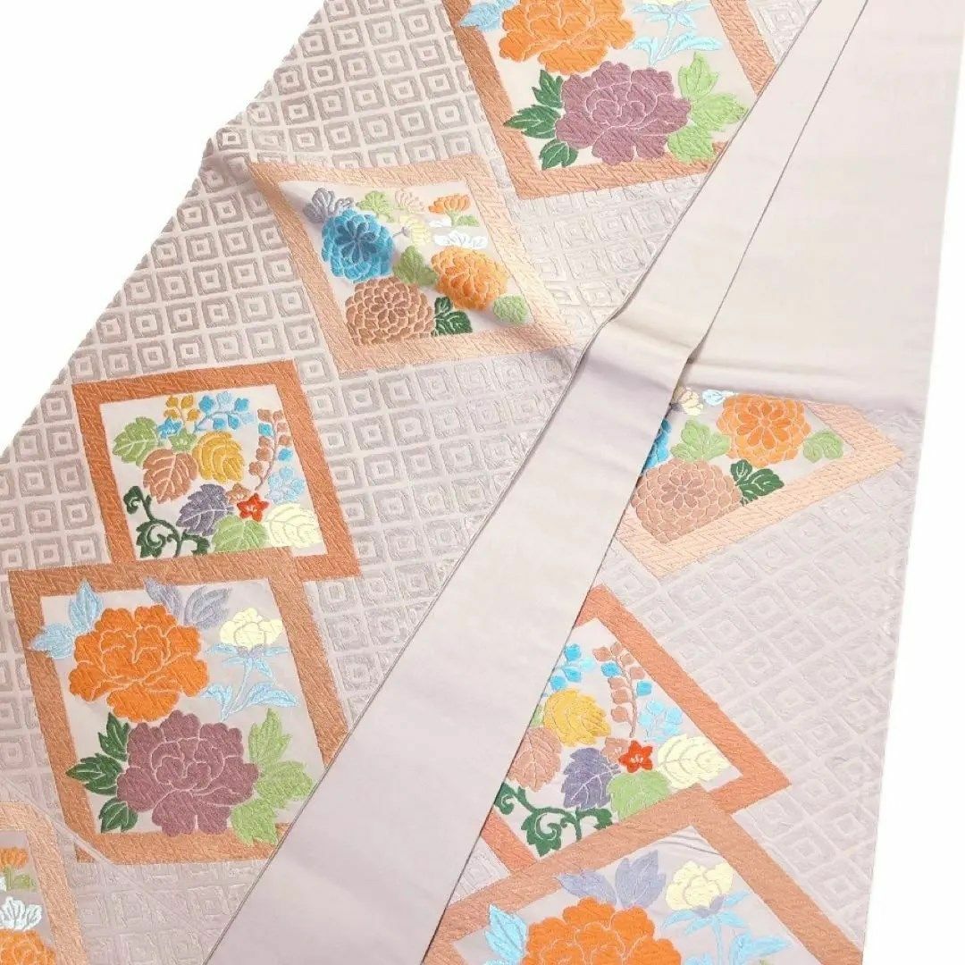 袋帯 菱 花模様 牡丹 菊 桐の花 着物 041a dの通販 by TSUMUGI 袋帯 菱 花模様 牡丹 菊 桐の花 着物 041a dの通販 by TSUMUGI