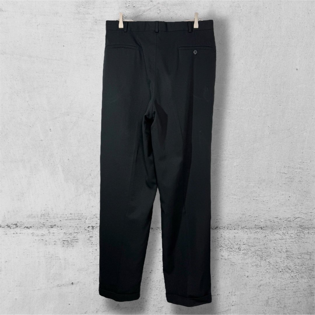 00's slates BASICS 2タックワイドスラックス ポリエステル 黒の 00's slates BASICS 2タックワイドスラックス ポリエステル 黒の