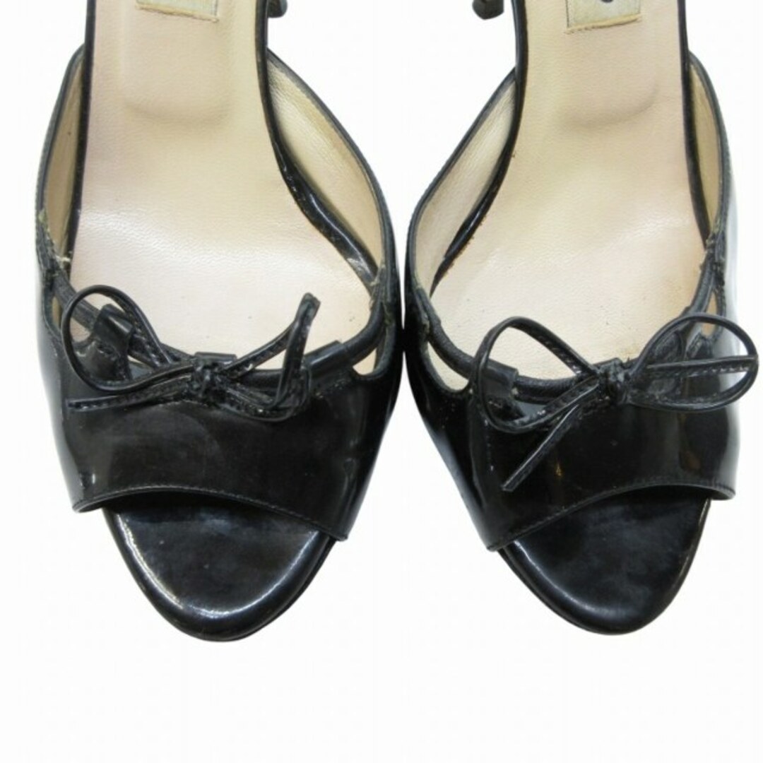 JIMMY CHOO - エナメル セパレート パンプス リボン 黒 38.5 約 JIMMY CHOO - エナメル セパレート パンプス リボン 黒 38.5 約