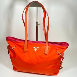 PRADA - PRADA プラダ ナイロントートバック オレンジ ピンク PRADA - PRADA プラダ ナイロントートバック オレンジ ピンク