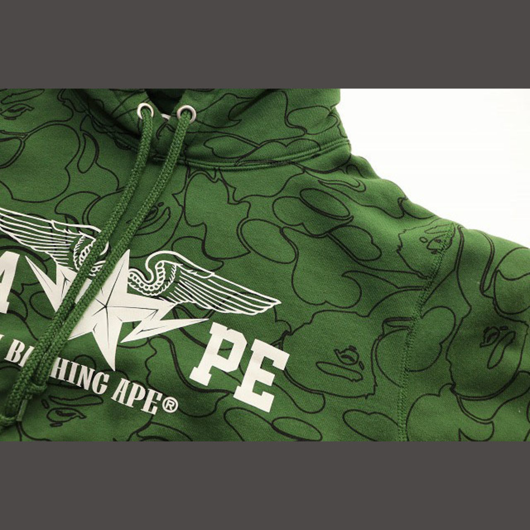 A BATHING APE - A BATHING APE MILITARY HOODIE 緑 総柄 Lの A BATHING APE - A BATHING APE MILITARY HOODIE 緑 総柄 Lの