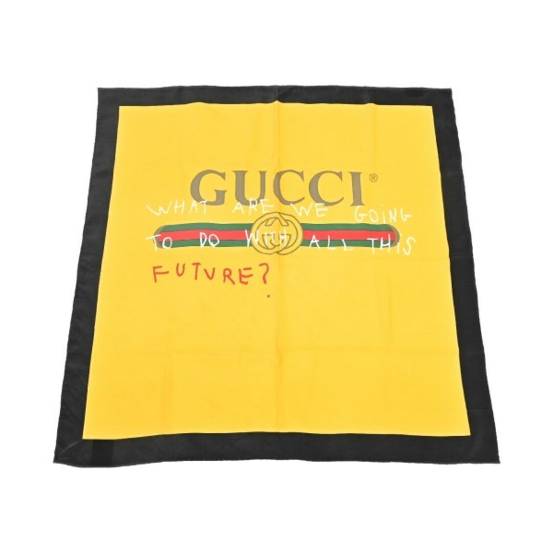 GUCCI - GUCCI グッチ バンダナ・スカーフ - 黄x黒等 【古着 GUCCI - GUCCI グッチ バンダナ・スカーフ - 黄x黒等 【古着