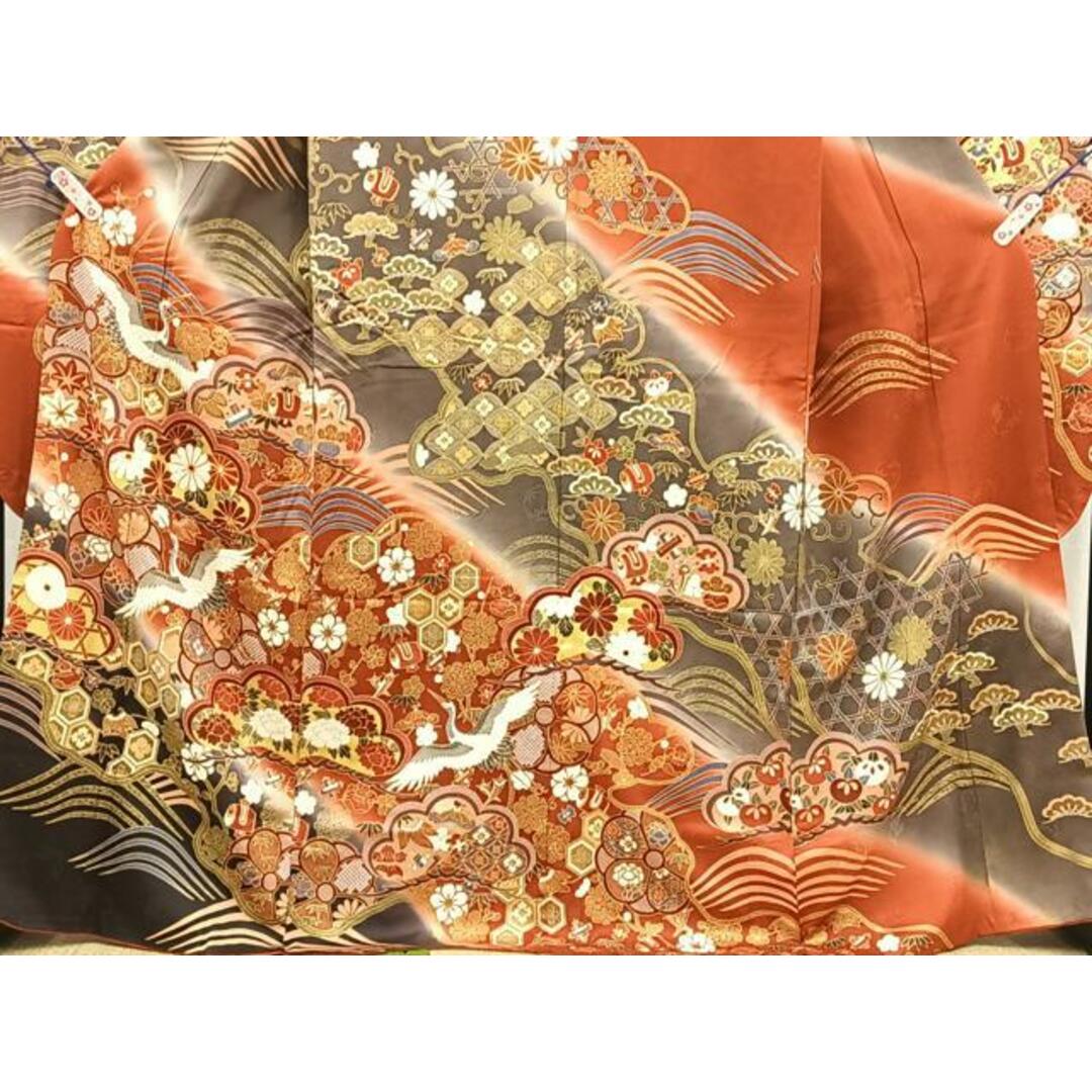 平和屋着物□豪華振袖 駒刺繍 鶴 宝尽くし 暈し染め 金彩 正絹 平和屋着物□豪華振袖 駒刺繍 鶴 宝尽くし 暈し染め 金彩 正絹