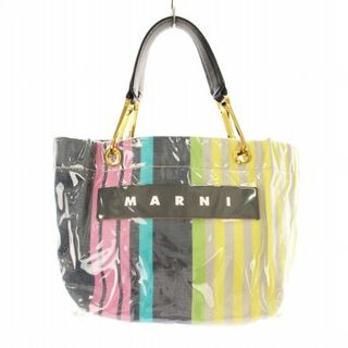 MARNI - マルニ ストライプバッグ マルチブラウン トート タグ MARNI - マルニ ストライプバッグ マルチブラウン トート タグ