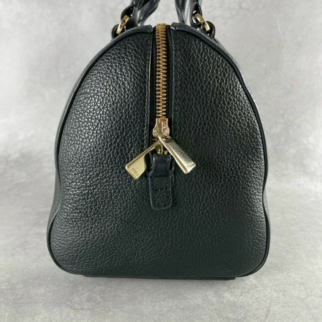 FURLA - 美品 フルラ ミニボストンバッグ シボ革 レザー ロゴ FURLA - 美品 フルラ ミニボストンバッグ シボ革 レザー ロゴ