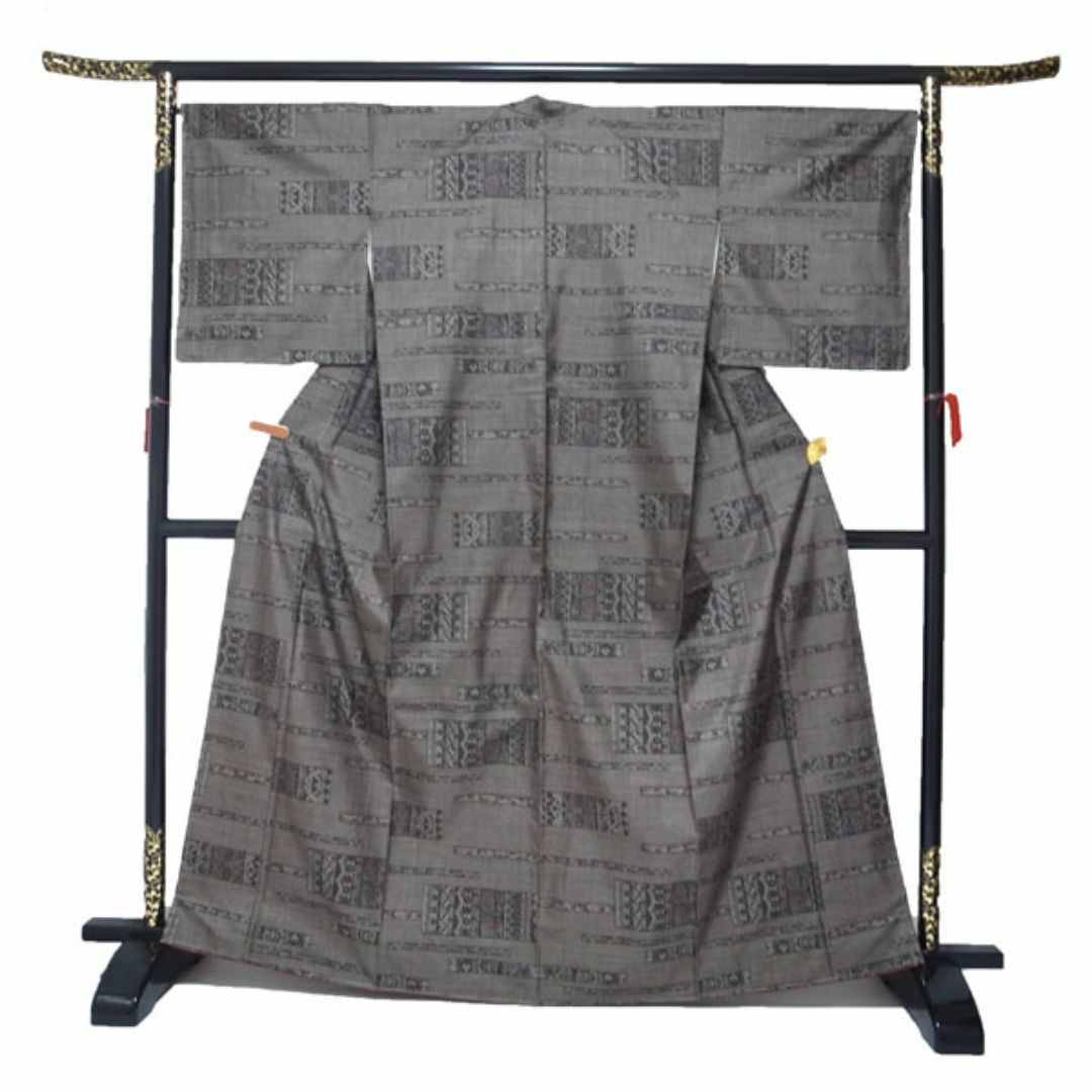 本場大島紬 着物 袷 9マルキ 泥染 こげ茶 裄67 L 新古品 sn1120 本場大島紬 着物 袷 9マルキ 泥染 こげ茶 裄67 L 新古品 sn1120