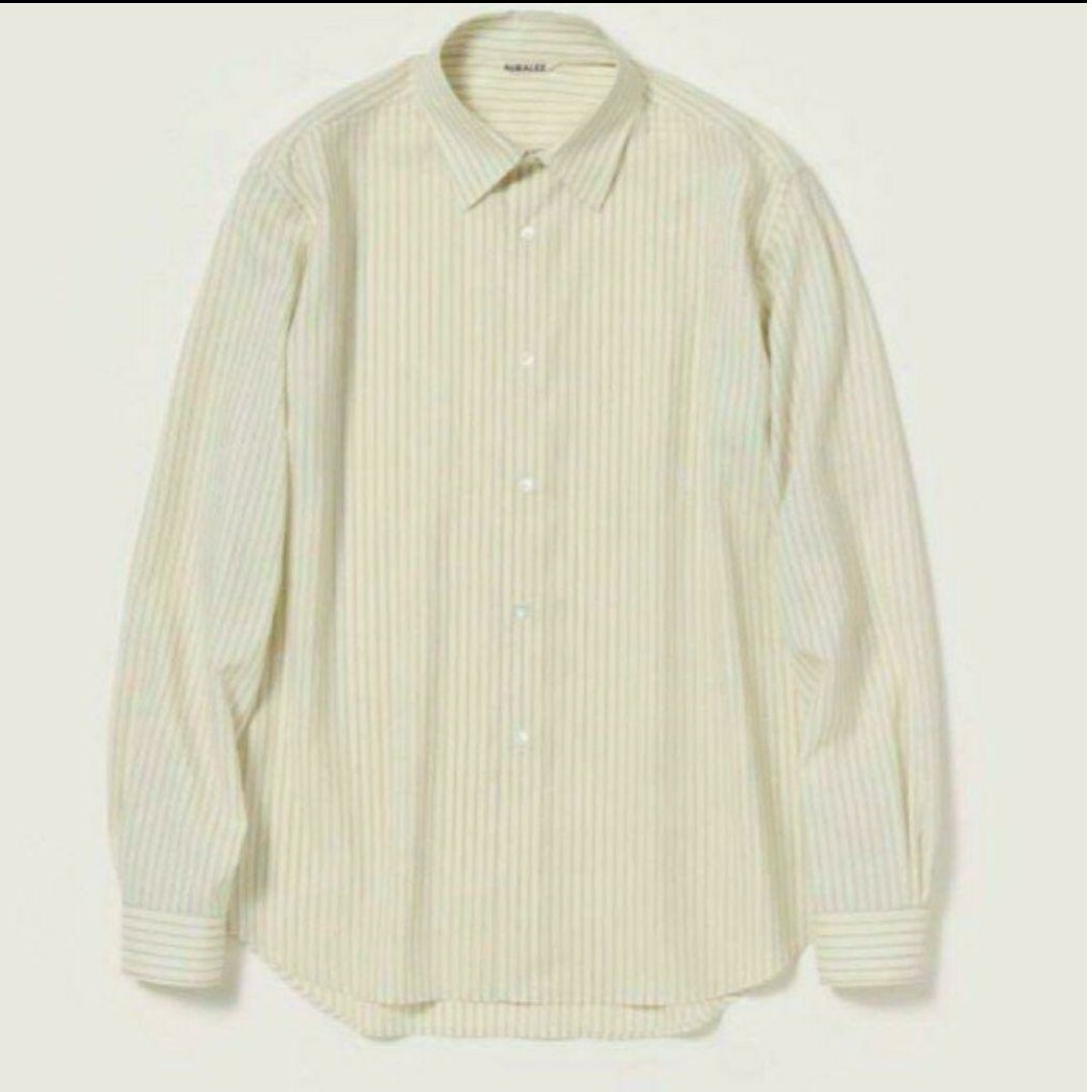 AURALEE - auralee SUPER FINE WOOL STRIPE SHIRTの通販 by KOB AURALEE - auralee SUPER FINE WOOL STRIPE SHIRTの通販 by KOB