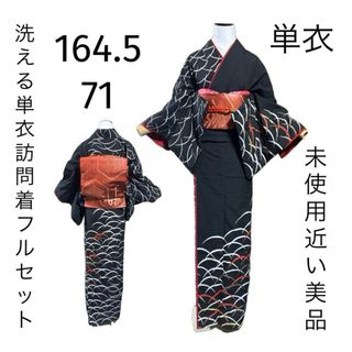 洗える単衣訪問着フルセット4点 美品着物+正絹袋帯+帯締め+ 洗える単衣訪問着フルセット4点 美品着物+正絹袋帯+帯締め+