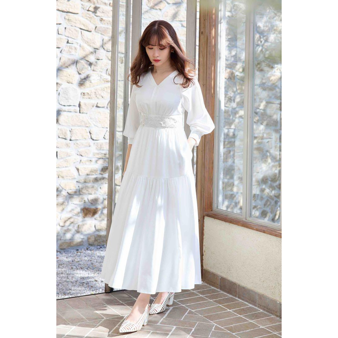 Her lip to - herlipto Leaf Lace Motif Tiered Dress Sの通販 Her lip to - herlipto Leaf Lace Motif Tiered Dress Sの通販