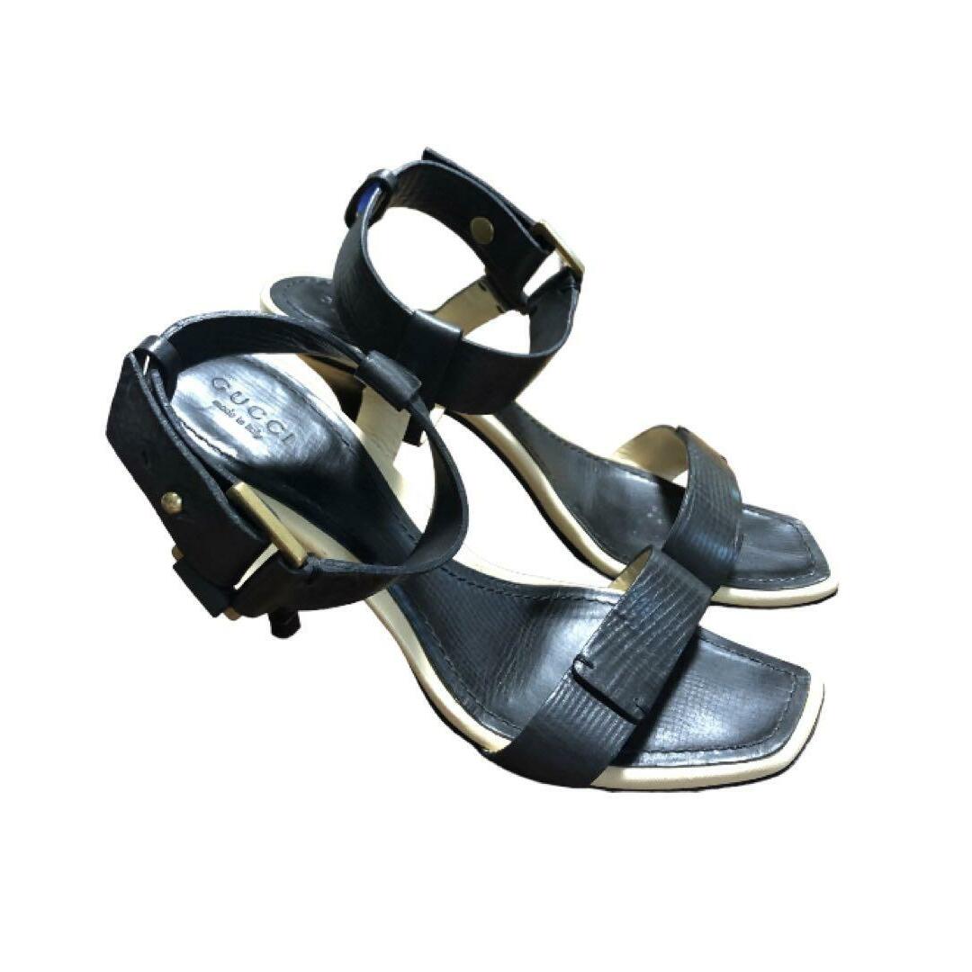 GUCCI - GUCCI ◇ グッチ サンダル ブラック アンクルストラップ GUCCI - GUCCI ◇ グッチ サンダル ブラック アンクルストラップ