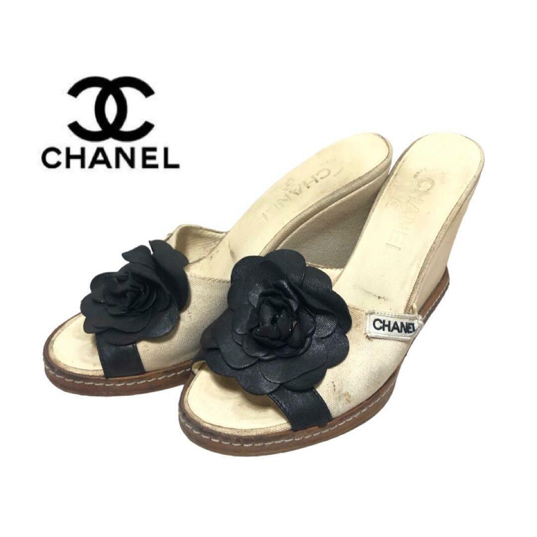 CHANEL - CHANEL ◇ シャネル 花 フラワー サンダル ウェッジ CHANEL - CHANEL ◇ シャネル 花 フラワー サンダル ウェッジ