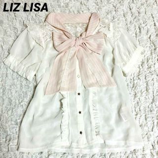 LIZ LISA - リズリサ メッセージリボンセーラーブラウスの通販 LIZ LISA - リズリサ メッセージリボンセーラーブラウスの通販