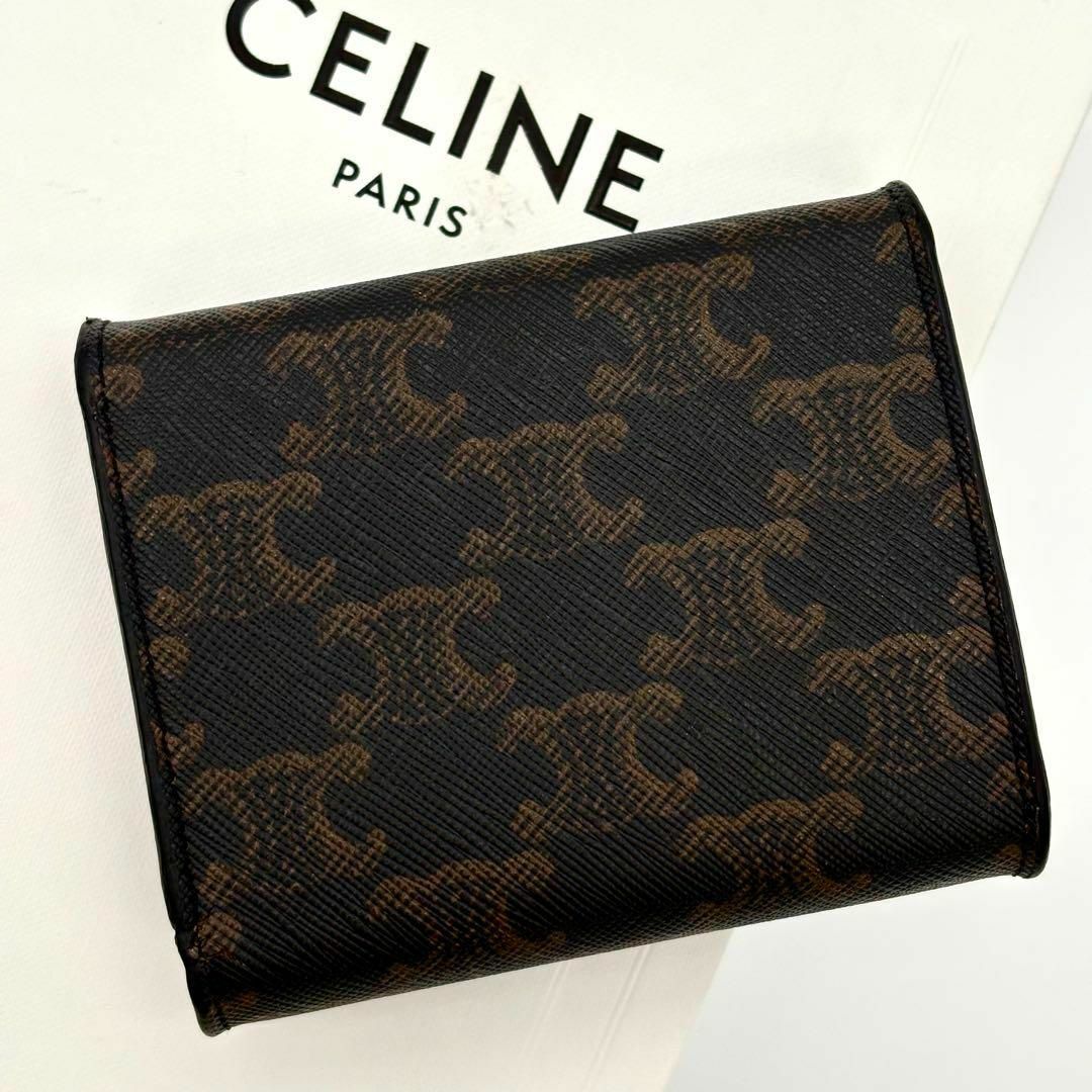 CELINE - セリーヌ 折財布 トリオンフ キャンバス レザー 三 CELINE - セリーヌ 折財布 トリオンフ キャンバス レザー 三