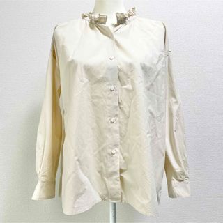 美品 OHGA オーガ 長袖 フロントフリル ノーカラーシャツ OHGA 美品 OHGA オーガ 長袖 フロントフリル ノーカラーシャツ OHGA