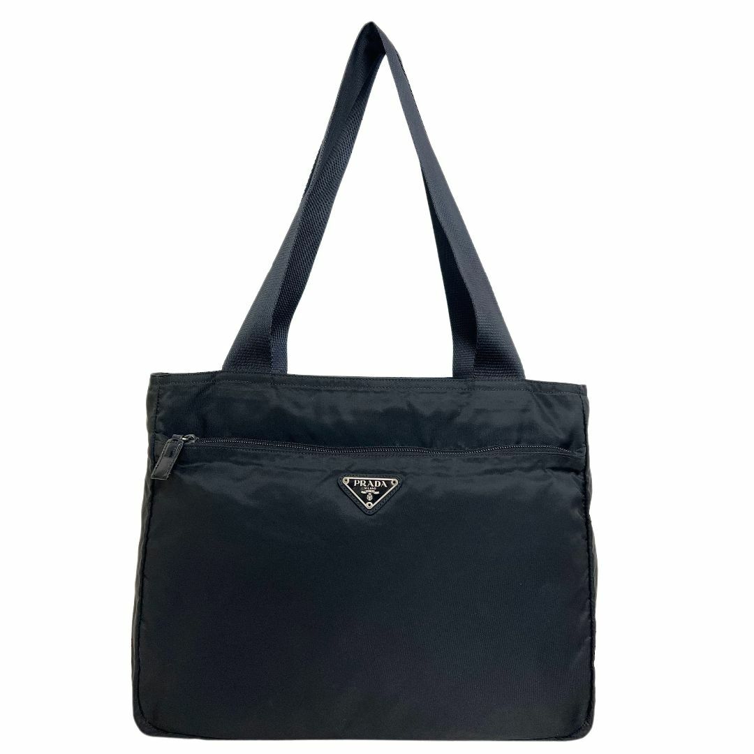 PRADA - プラダ バッグ トート ナイロン プレート ロゴ 黒 PRADA - プラダ バッグ トート ナイロン プレート ロゴ 黒