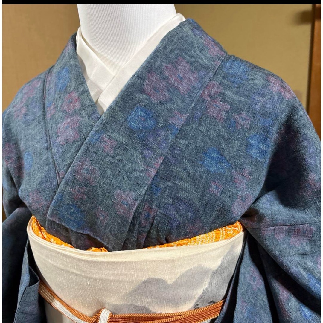 単衣生縮紬小紋フルセット4点 新品着物+作家結城紬名古屋帯+ 単衣生縮紬小紋フルセット4点 新品着物+作家結城紬名古屋帯+