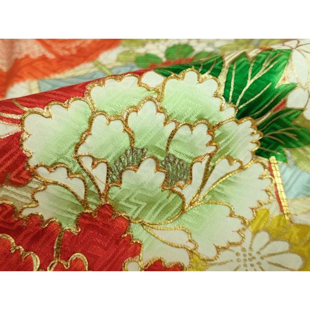 平和屋着物□豪華振袖 駒刺繍 絞り 色紙花車文 金彩 正絹 逸品 平和屋着物□豪華振袖 駒刺繍 絞り 色紙花車文 金彩 正絹 逸品