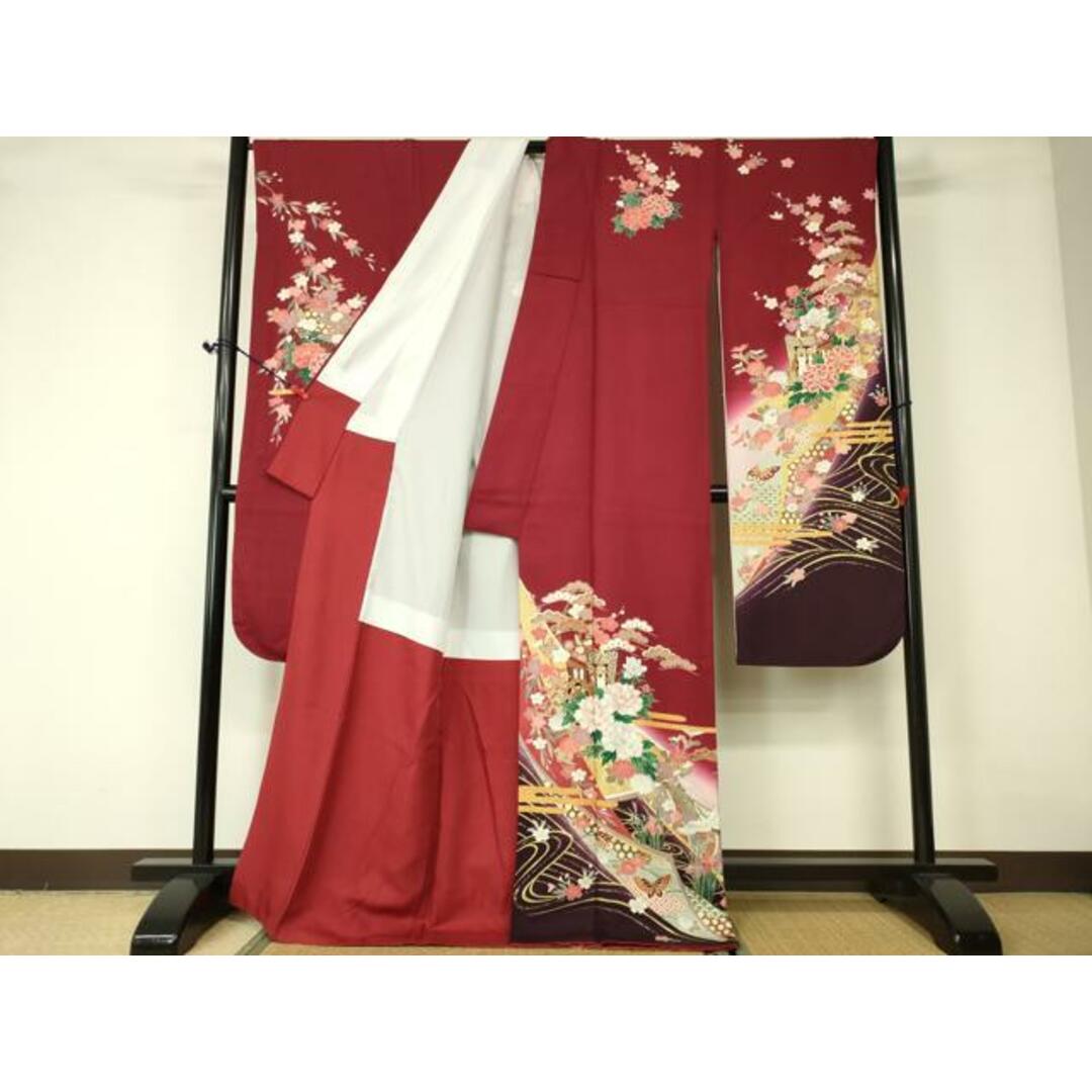 平和屋着物□豪華振袖 御所車花蝶文 飛鶴花松文 暈し染め 金彩 平和屋着物□豪華振袖 御所車花蝶文 飛鶴花松文 暈し染め 金彩