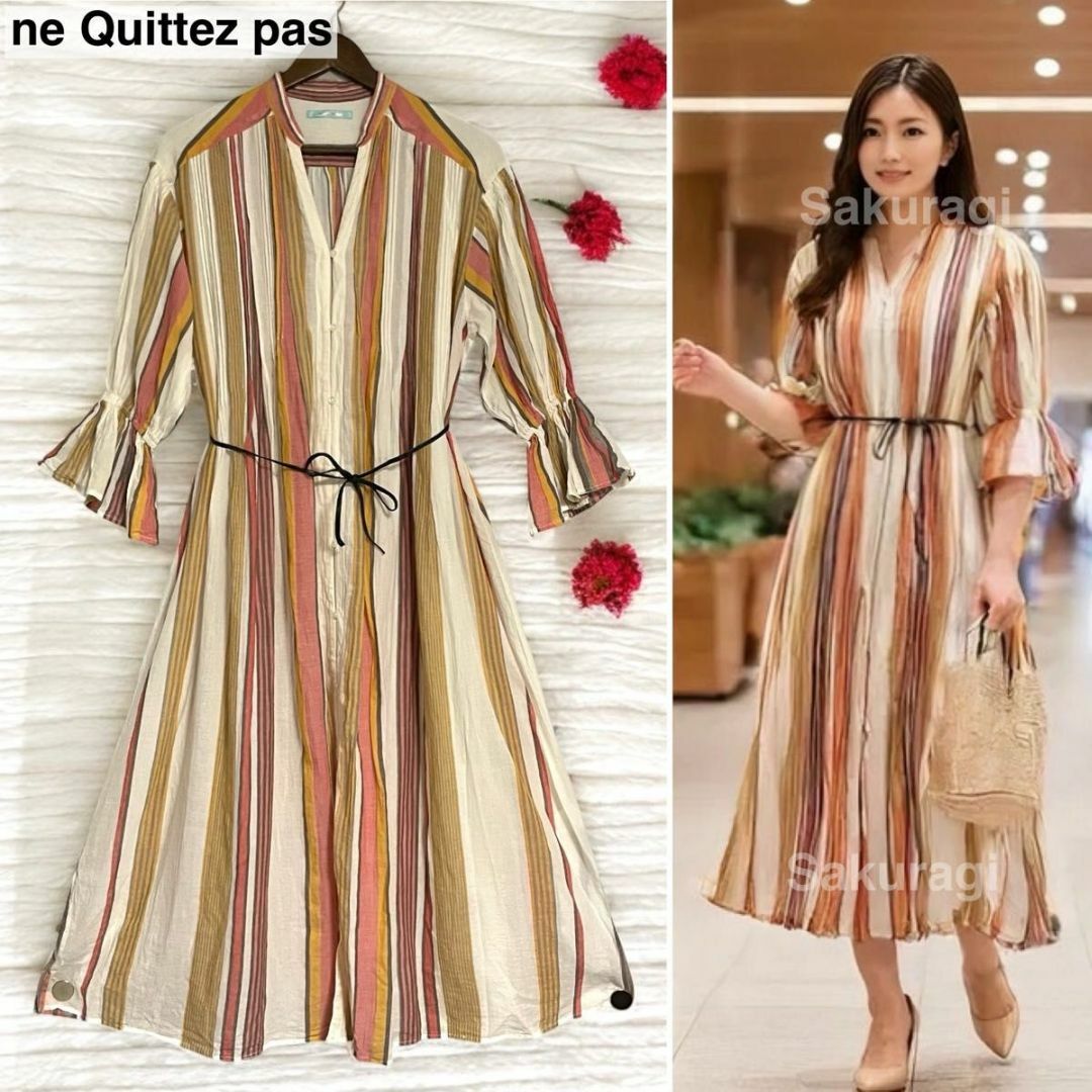 ne Quittez pas - 美品○ヌキテパ シャツワンピース ロング丈 ne Quittez pas - 美品○ヌキテパ シャツワンピース ロング丈