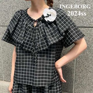 INGEBORG - インゲボルグ INGEBORG カジュアルシャツ 五分袖 花 INGEBORG - インゲボルグ INGEBORG カジュアルシャツ 五分袖 花