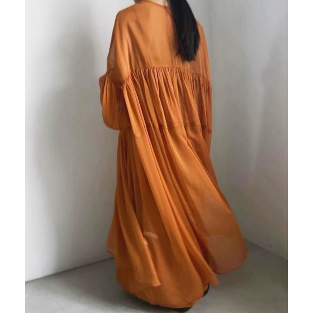 Ameri VINTAGE - VOLUME CHIFFON DRESS オレンジ Sサイズの通販 Ameri VINTAGE - VOLUME CHIFFON DRESS オレンジ Sサイズの通販