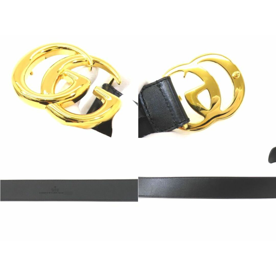 GUCCI - 【新着】グッチ 400593 レザー ブラック ダブルG ワイド GUCCI - 【新着】グッチ 400593 レザー ブラック ダブルG ワイド