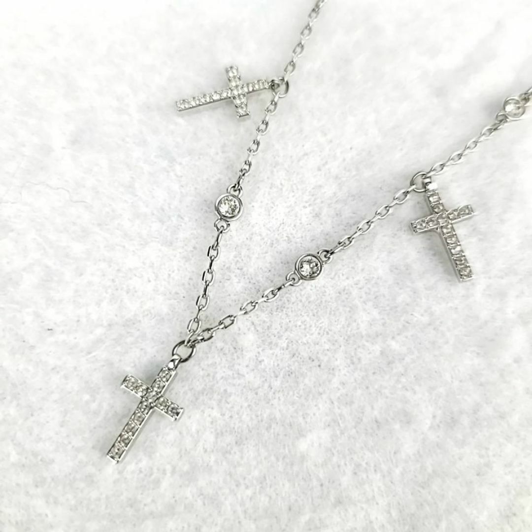 SWAROVSKI - ○未使用級◎スワロフスキー ネックレス 3連クロス SWAROVSKI - ○未使用級◎スワロフスキー ネックレス 3連クロス