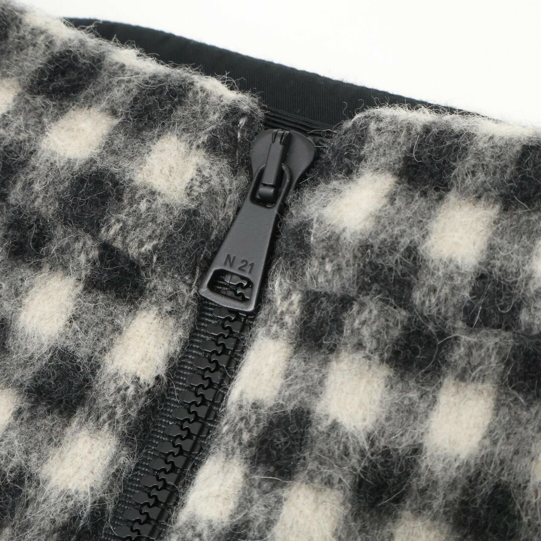 ヌメロ ヴェントゥーノ グレー ウール バッグフルZIP ブロックチェック スカート 36 ヌメロ ヴェントゥーノ グレー ウール バッグフルZIP ブロックチェック スカート 36