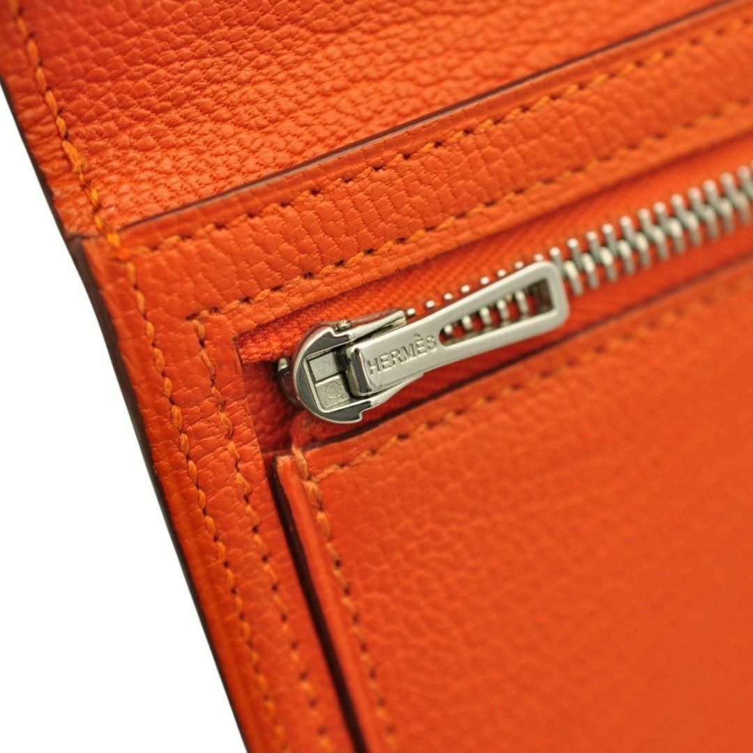 HERMES - HERMES 美品 ベアン スフレ シェーブル オレンジ 長 HERMES - HERMES 美品 ベアン スフレ シェーブル オレンジ 長