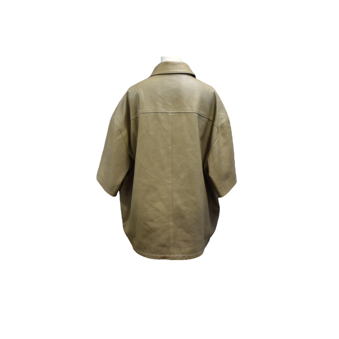 PRADA - PRADA プラダ ナッパレザー ジップアップ半袖シャツ PRADA - PRADA プラダ ナッパレザー ジップアップ半袖シャツ