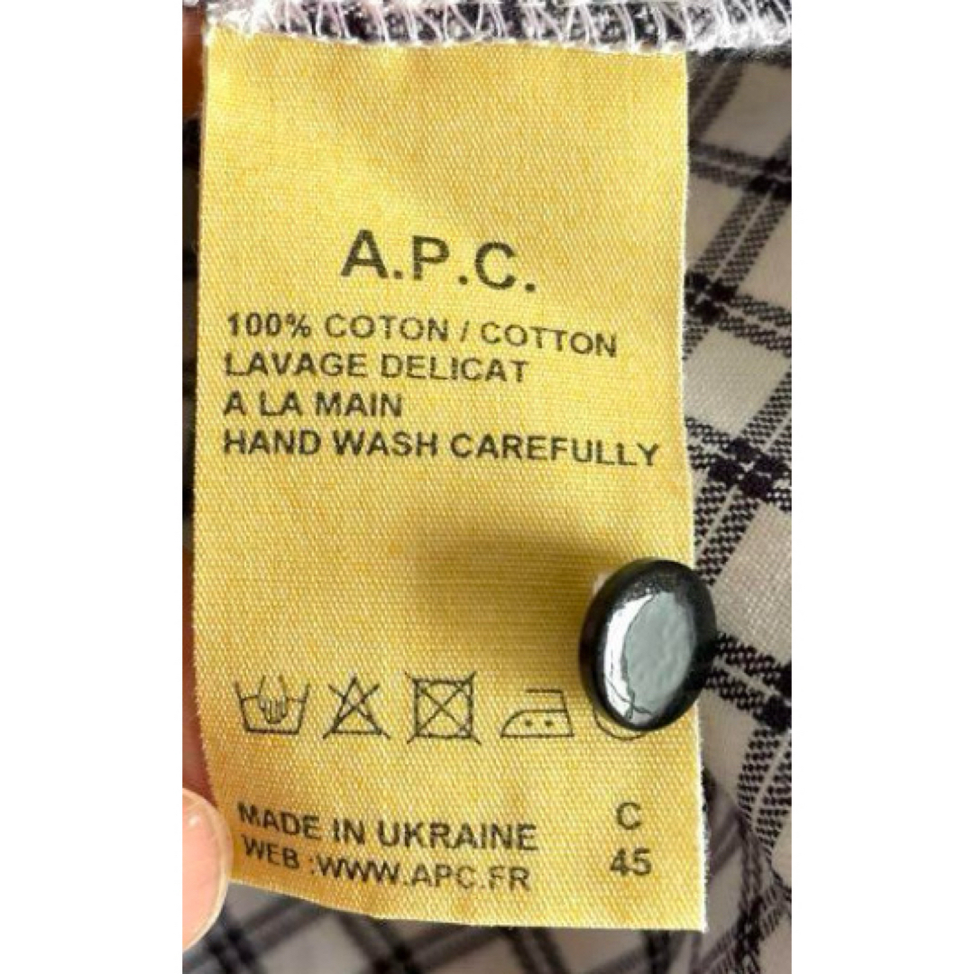 A.P.C - 美品A.P.Cアーペーセー長袖ワンピースSサイズチェックの A.P.C - 美品A.P.Cアーペーセー長袖ワンピースSサイズチェックの