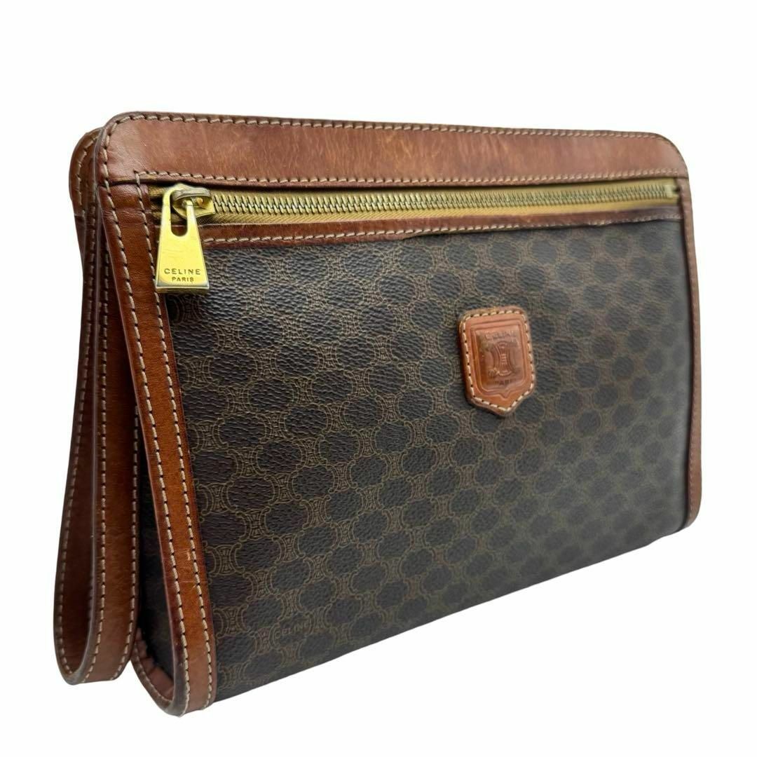 CELINE - CELINE セリーヌ マカダム クラッチバッグ レザー PVC CELINE - CELINE セリーヌ マカダム クラッチバッグ レザー PVC