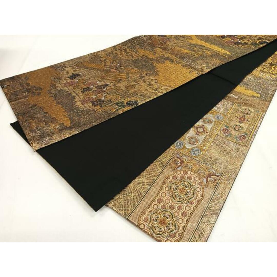 平和屋着物◎六通柄袋帯 御所車人物風景文 金糸 正絹 逸品 平和屋着物◎六通柄袋帯 御所車人物風景文 金糸 正絹 逸品
