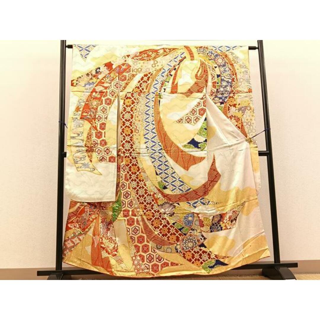 平和屋着物□豪華振袖 駒刺繍 束ね熨斗吉祥花文 金彩 正絹 逸品 平和屋着物□豪華振袖 駒刺繍 束ね熨斗吉祥花文 金彩 正絹 逸品