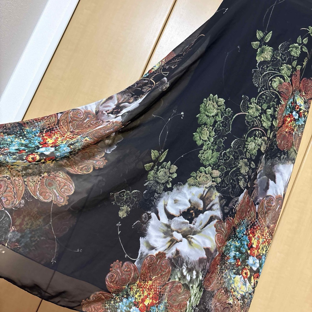 LL 大きなフラワー シフォン ロングワンピの通販 by サイズ豊富 LL 大きなフラワー シフォン ロングワンピの通販 by サイズ豊富