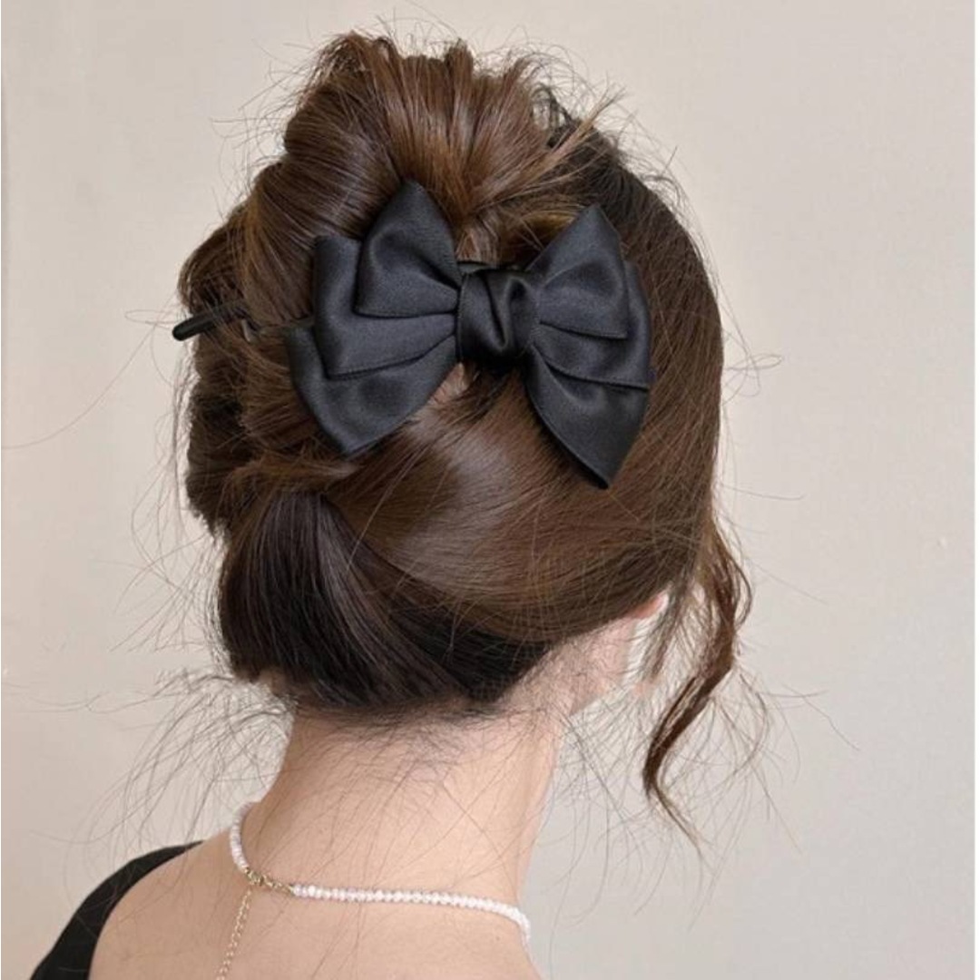 新品】ヘアアクセサリー リボン バナナクリップ ブラック 韓国 新品】ヘアアクセサリー リボン バナナクリップ ブラック 韓国