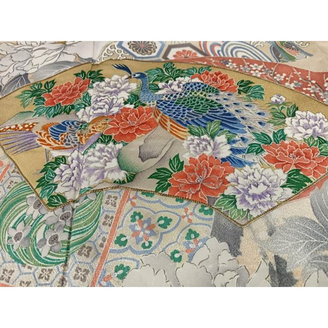 平和屋着物□訪問着 駒刺繍 地紙花蝶文 金銀彩 正絹 逸品 平和屋着物□訪問着 駒刺繍 地紙花蝶文 金銀彩 正絹 逸品