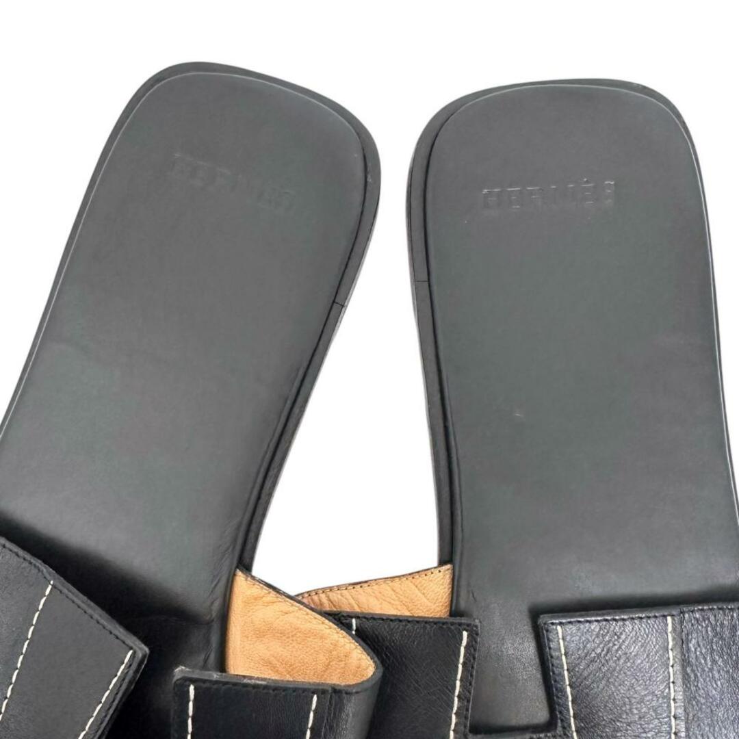 HERMES - エルメス サンダル Hロゴ ステッチ入り オールレザーの HERMES - エルメス サンダル Hロゴ ステッチ入り オールレザーの